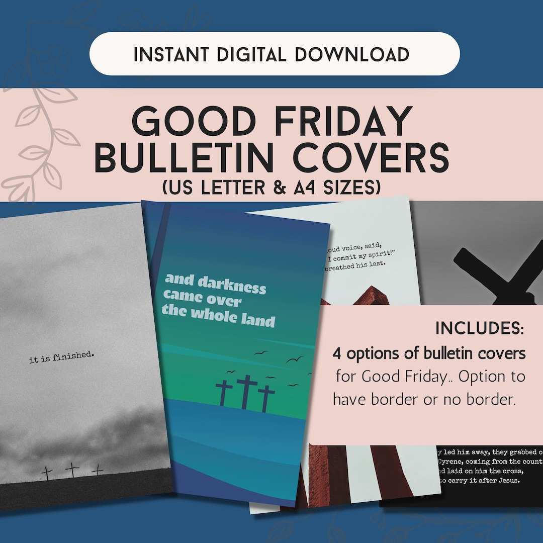Printable Church Bulletin Covers for Good Friday, Church Program, US ...