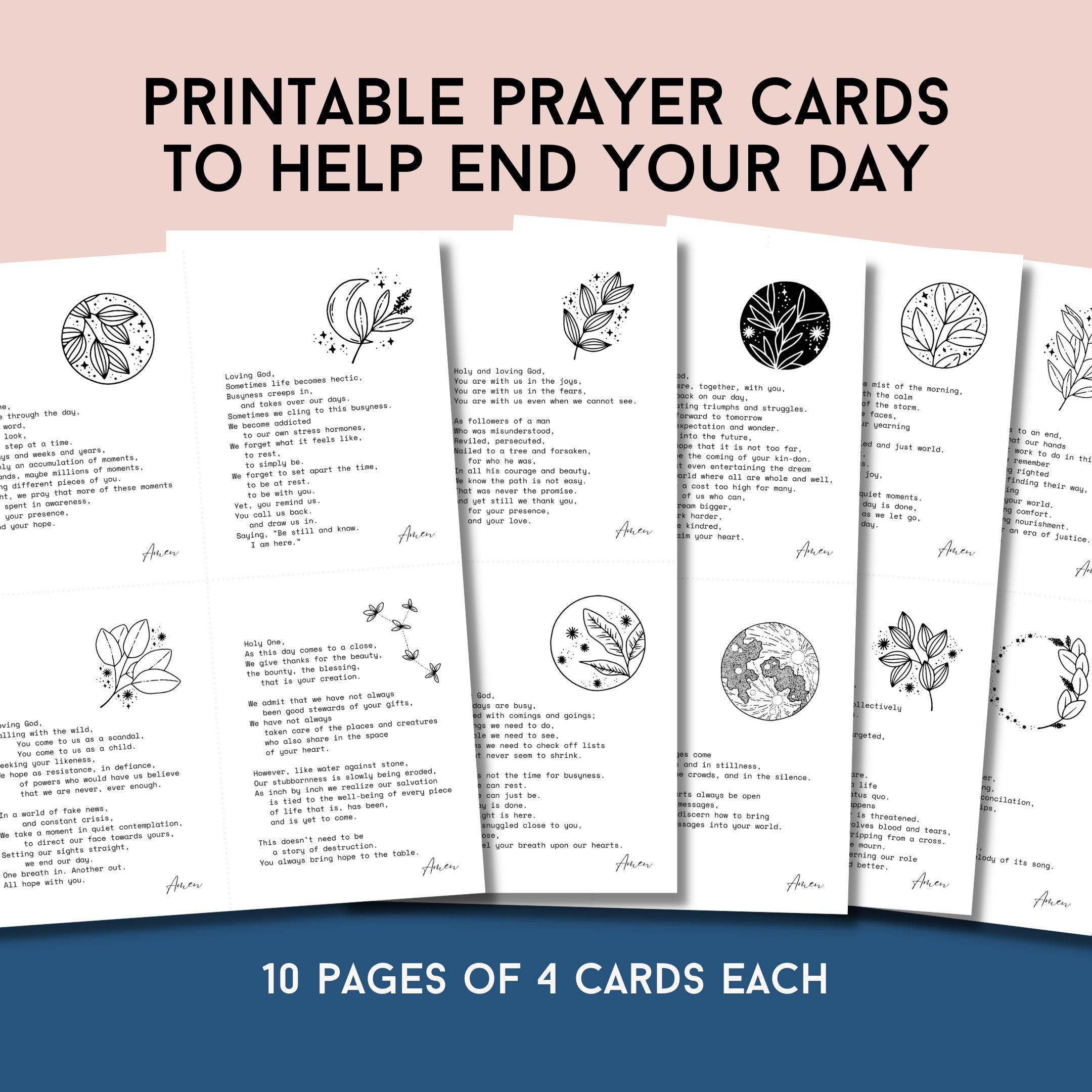 40 Printable Minimalist Evening Prayer Cards, Perfect for Lent ...