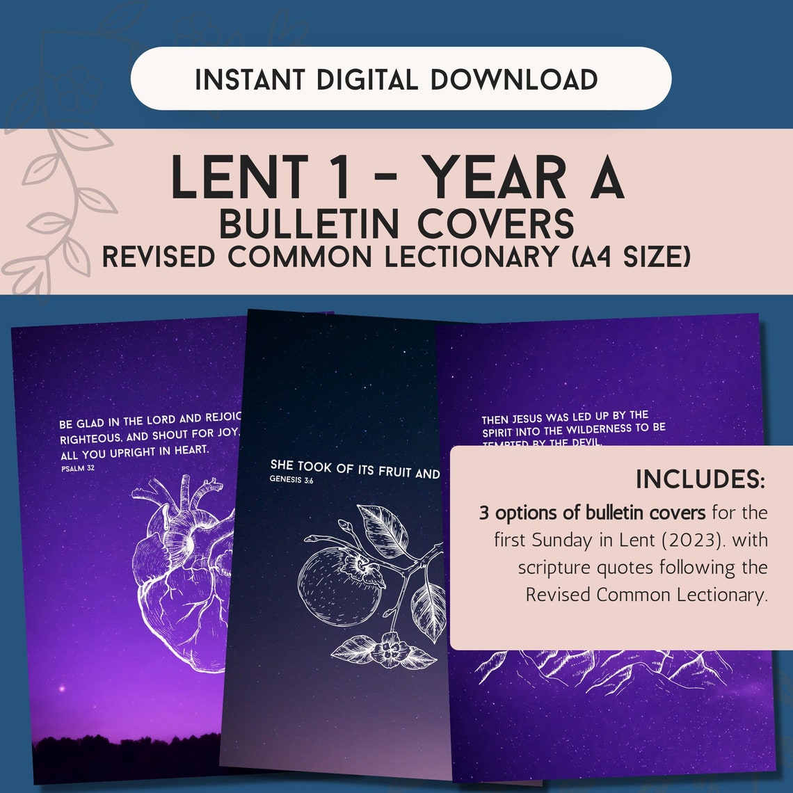 Printable Bulletin Covers for First Sunday in Lent year A Revised ...