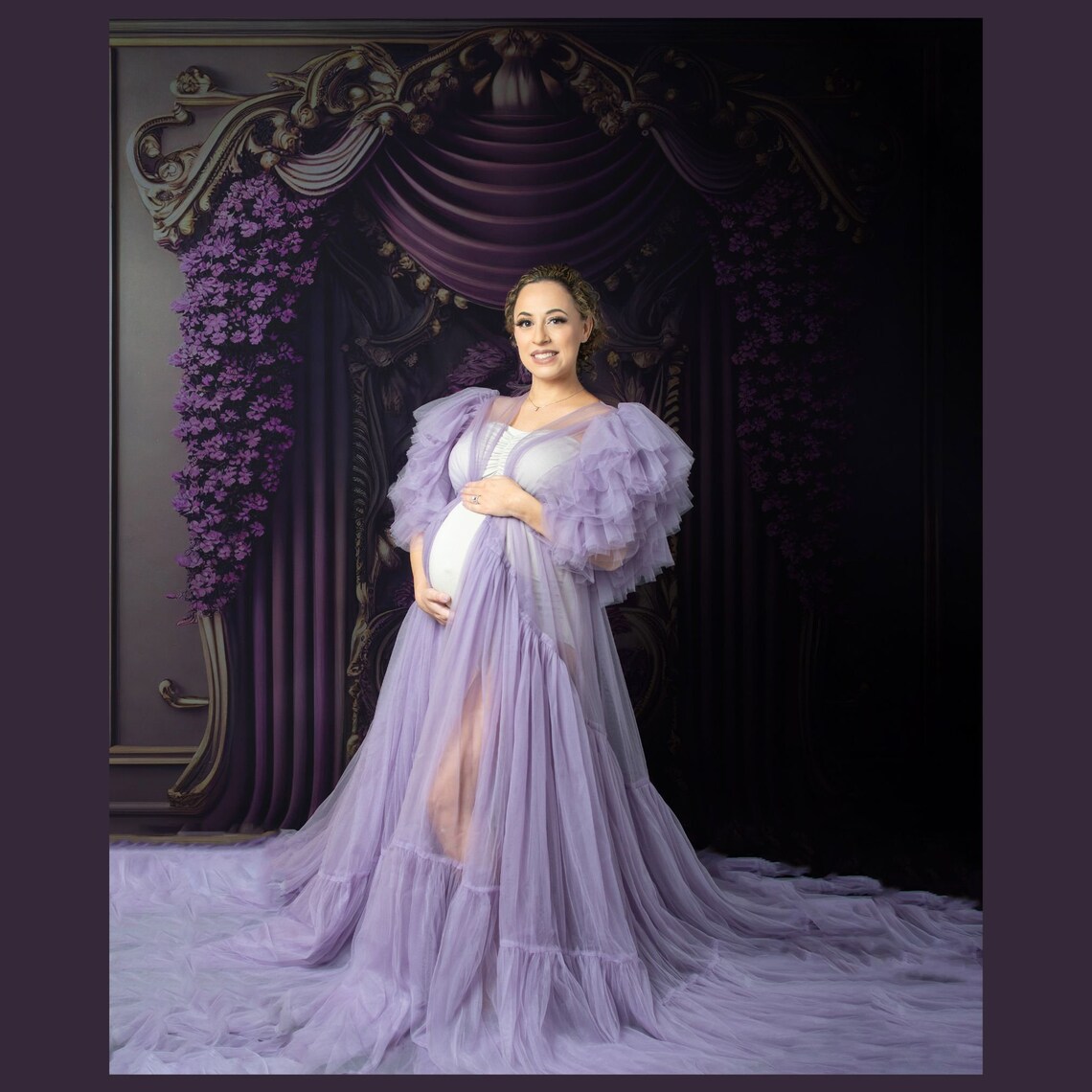 Purple Floral Wall Art Textures, Digital Backdrops, Maternity Backdrop ...