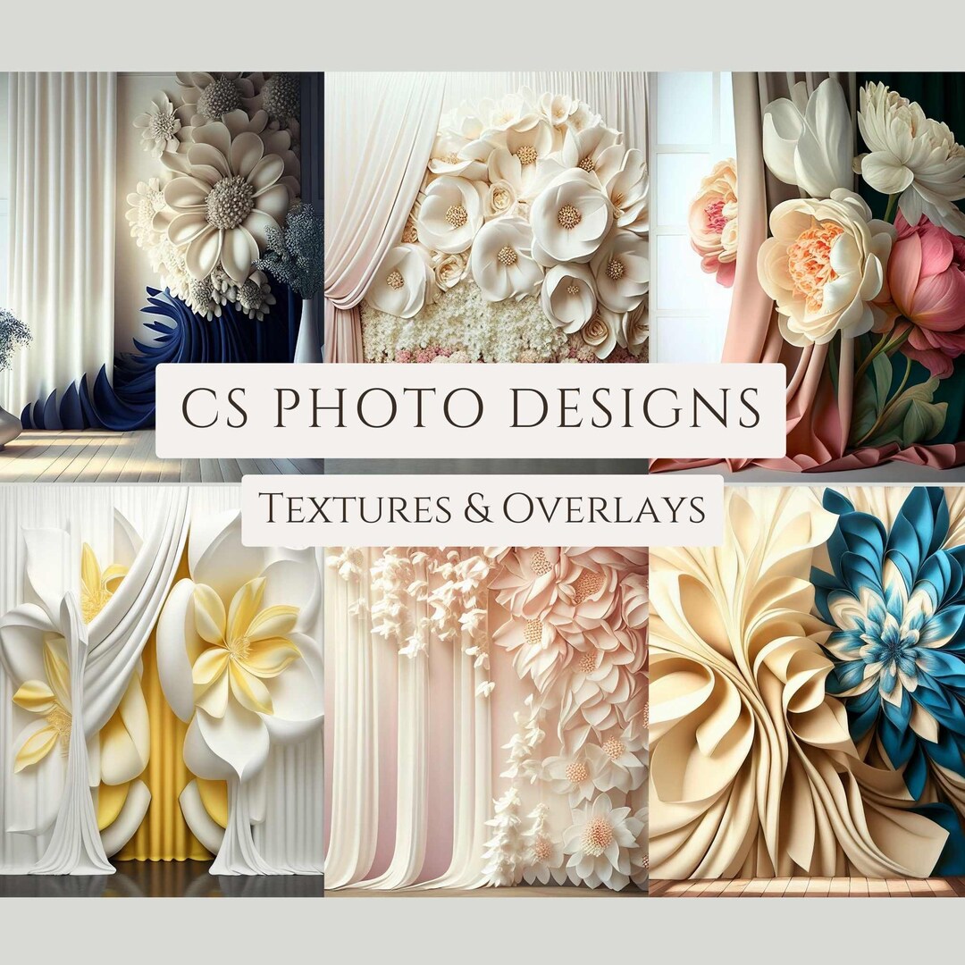 Floral Curtains Art Textures, Digital Backdrops, Maternity Backdrop ...