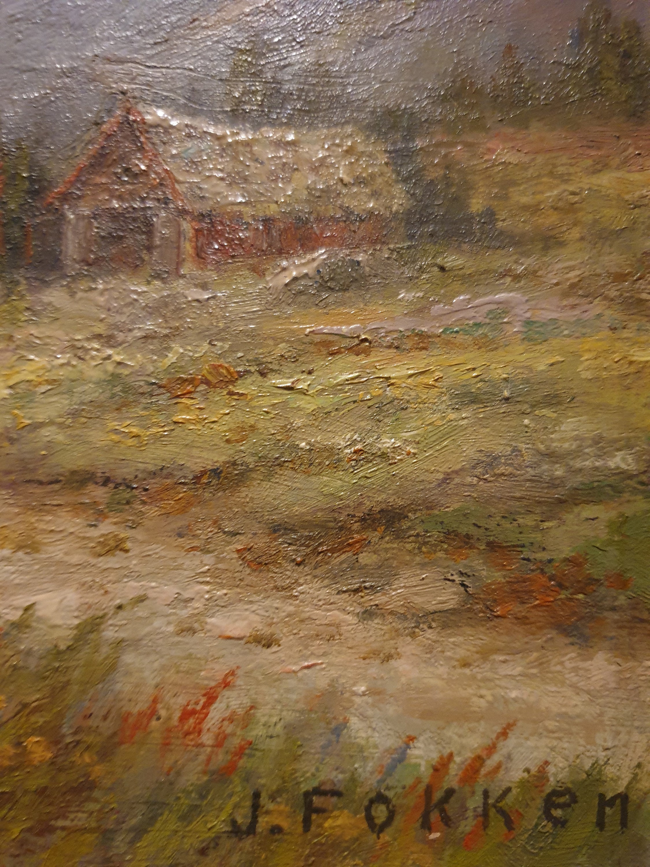 Antique Oil Painting Mountain Landscape 4256cm Signed by JAN FOKKEN Ca ...