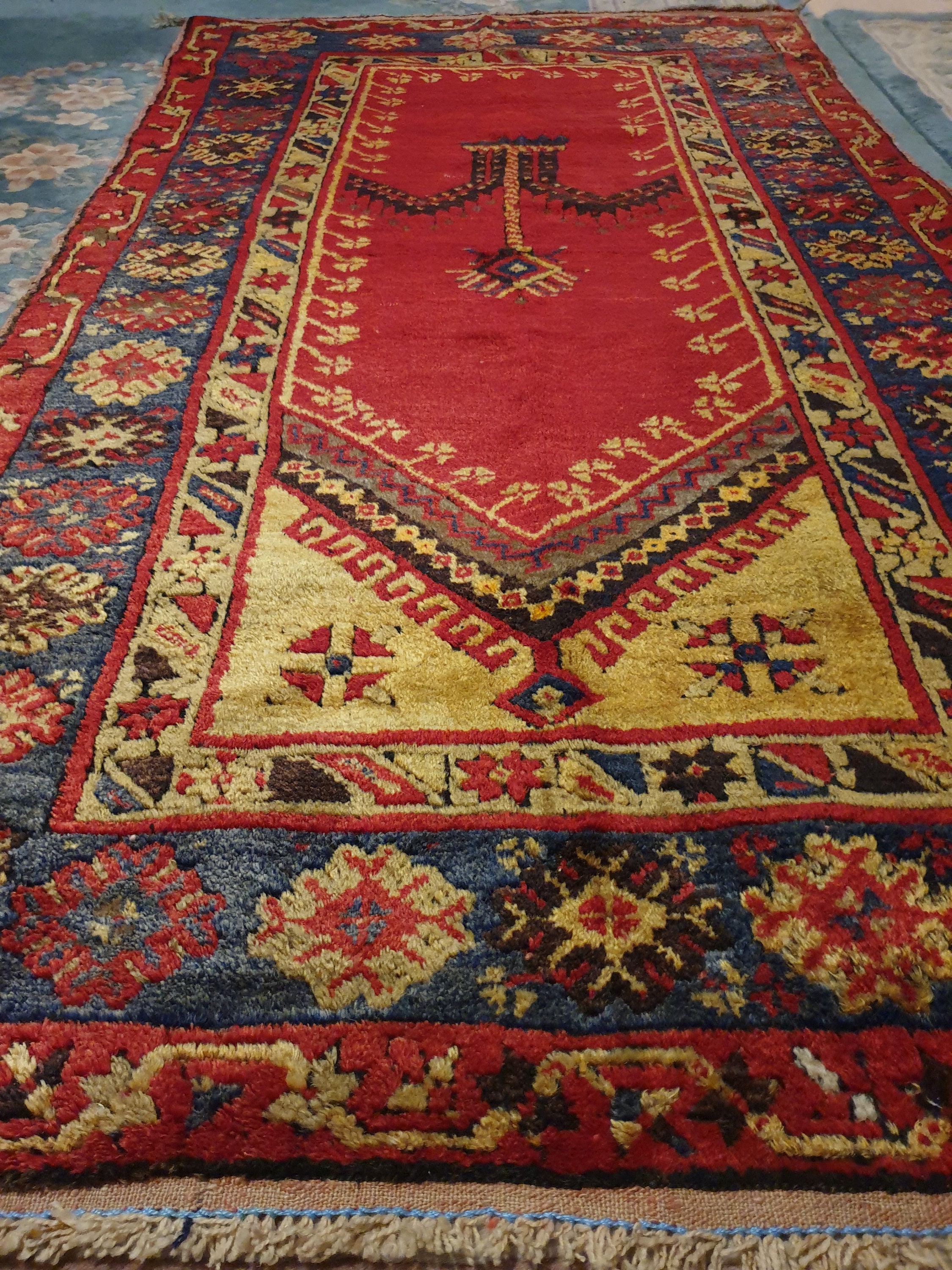 Antique Handknotted Traditional Wool Area Rug TURKISH KAZAK 7542 Inch ...