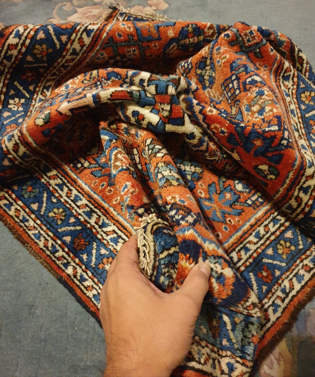 Handknotted Wool Rug: Antique Oriental Tribal Carpet (2.4x3.8 Ft) - Etsy