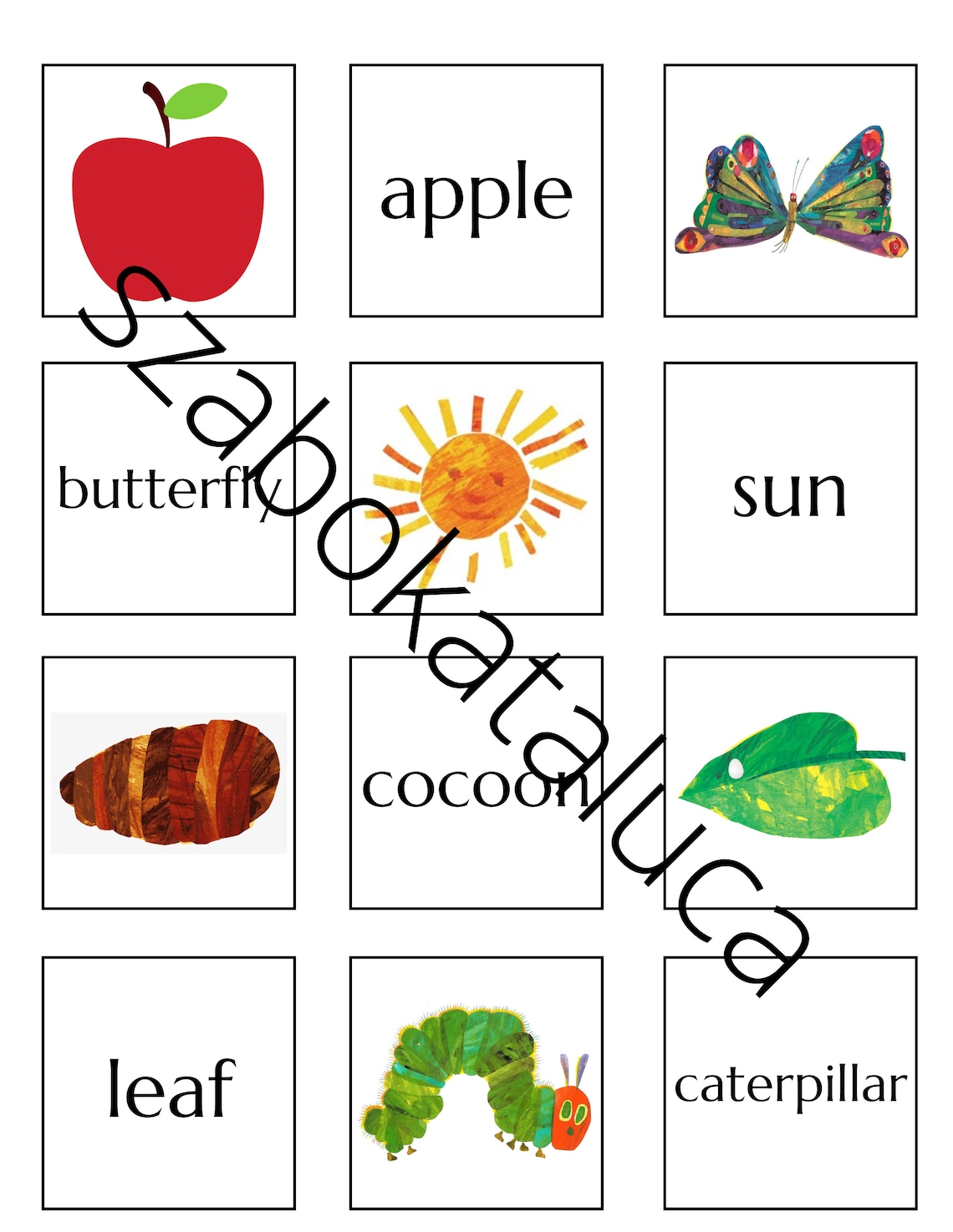 The Very Hungry Caterpillar Memory Game / Printable Memory Game ...