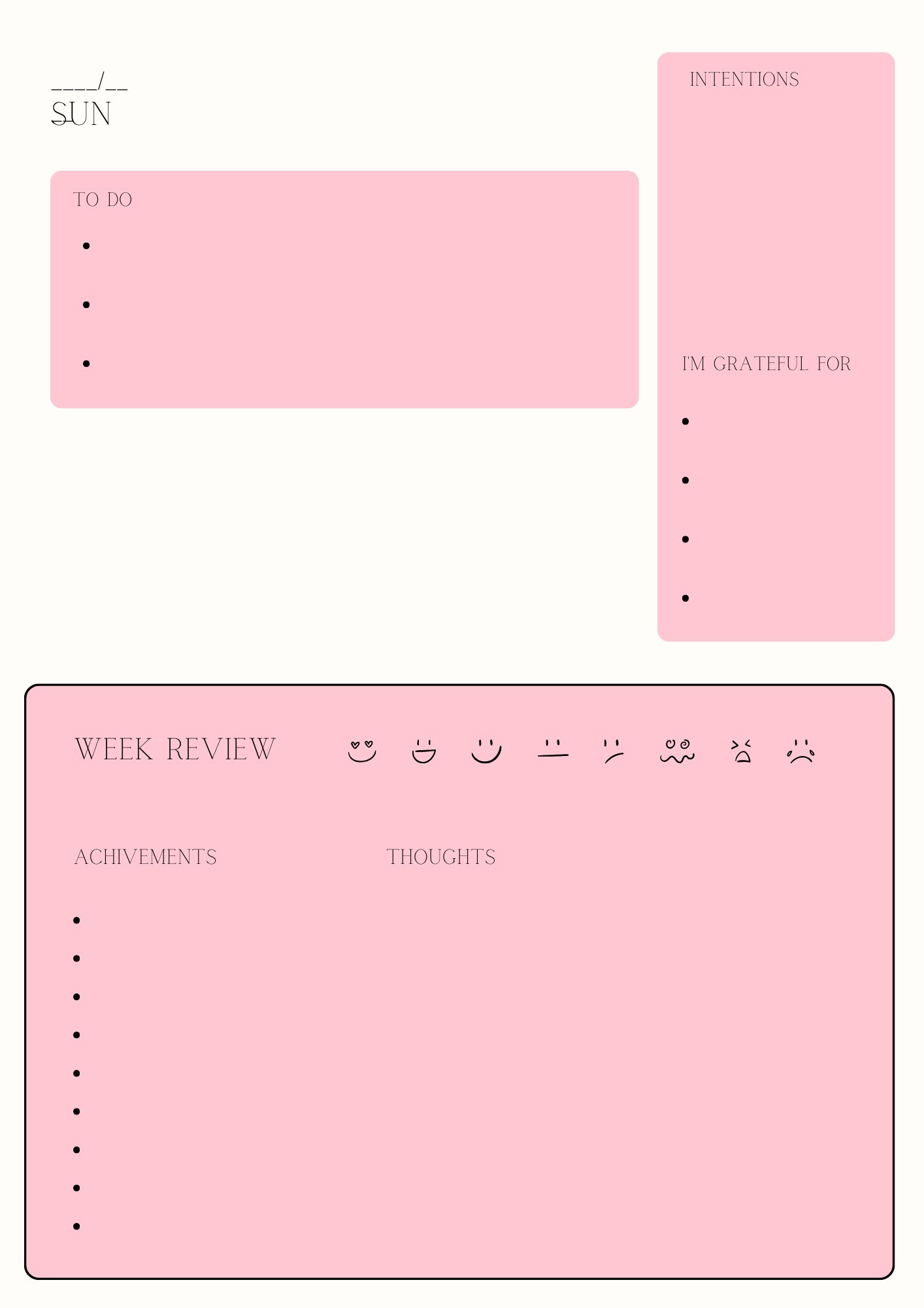 Weekly Planner Printable Minimal Weekly Schedule Weekly - Etsy