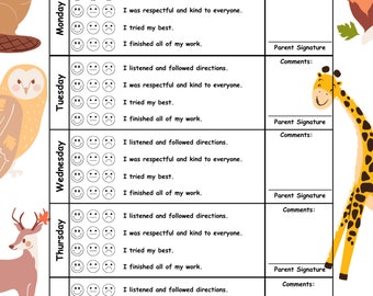 Behavior Sheet / Kids Behavior Chart / Track Your Behavior Progress ...