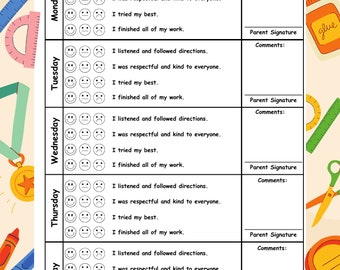 Behavior Sheet / Kids Behavior Chart / Track Your Behavior Progress ...