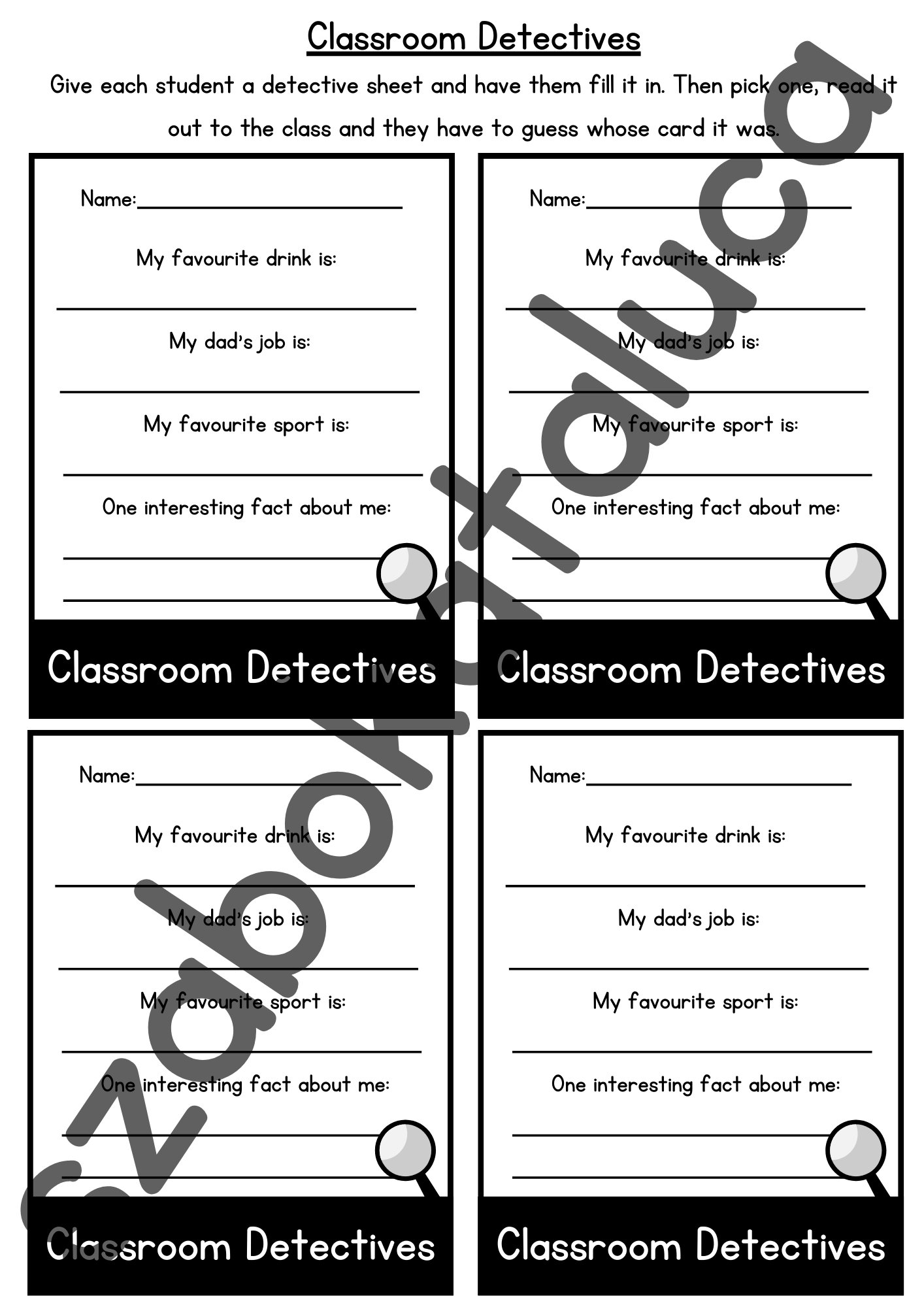 Classroom Detectives Classroom Game / Ice Breaker Game for the ...