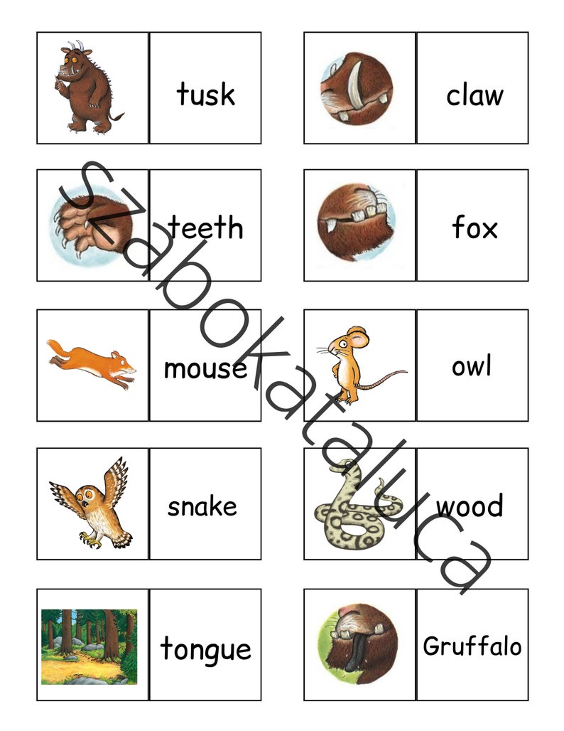 Gruffalo Dominoes for Kids / Printable Dominoes / Digital Product ...