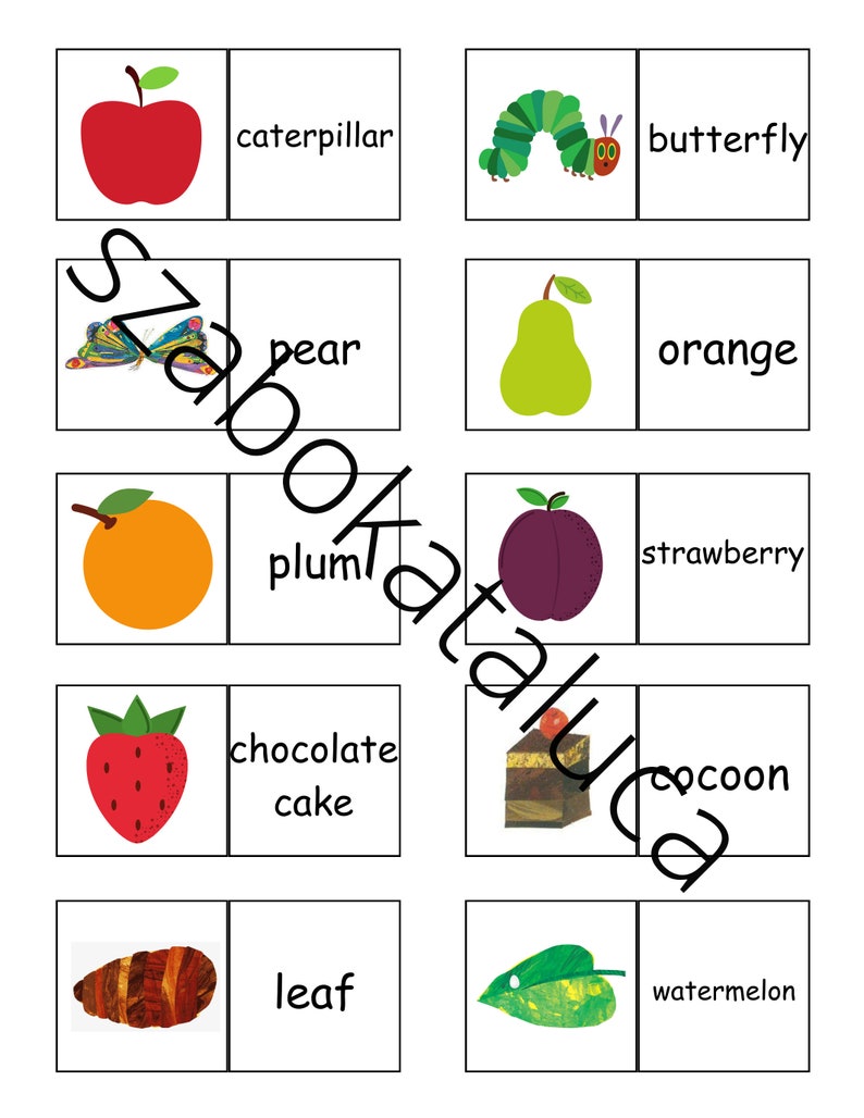 The Very Hungry Caterpillar Dominoes / Printable Dominoes / Digital ...