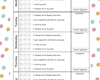 Behavior Sheet / Kids Behavior Chart / Track Your Behavior Progress ...