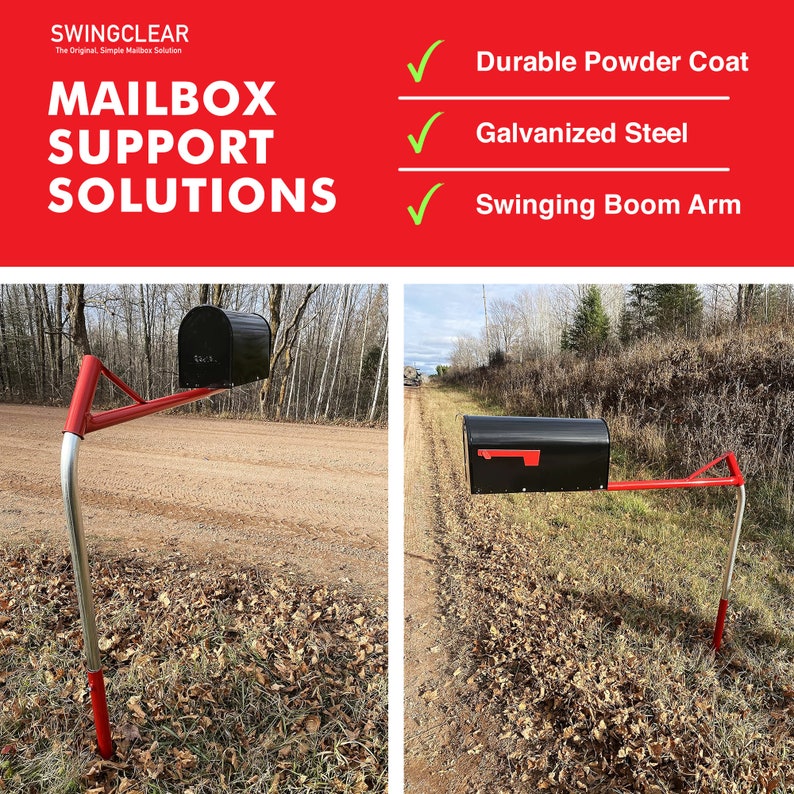 Swingclear Rural Mailbox Post: 40" Swinging Boom Arm, Galvanized Steel ...