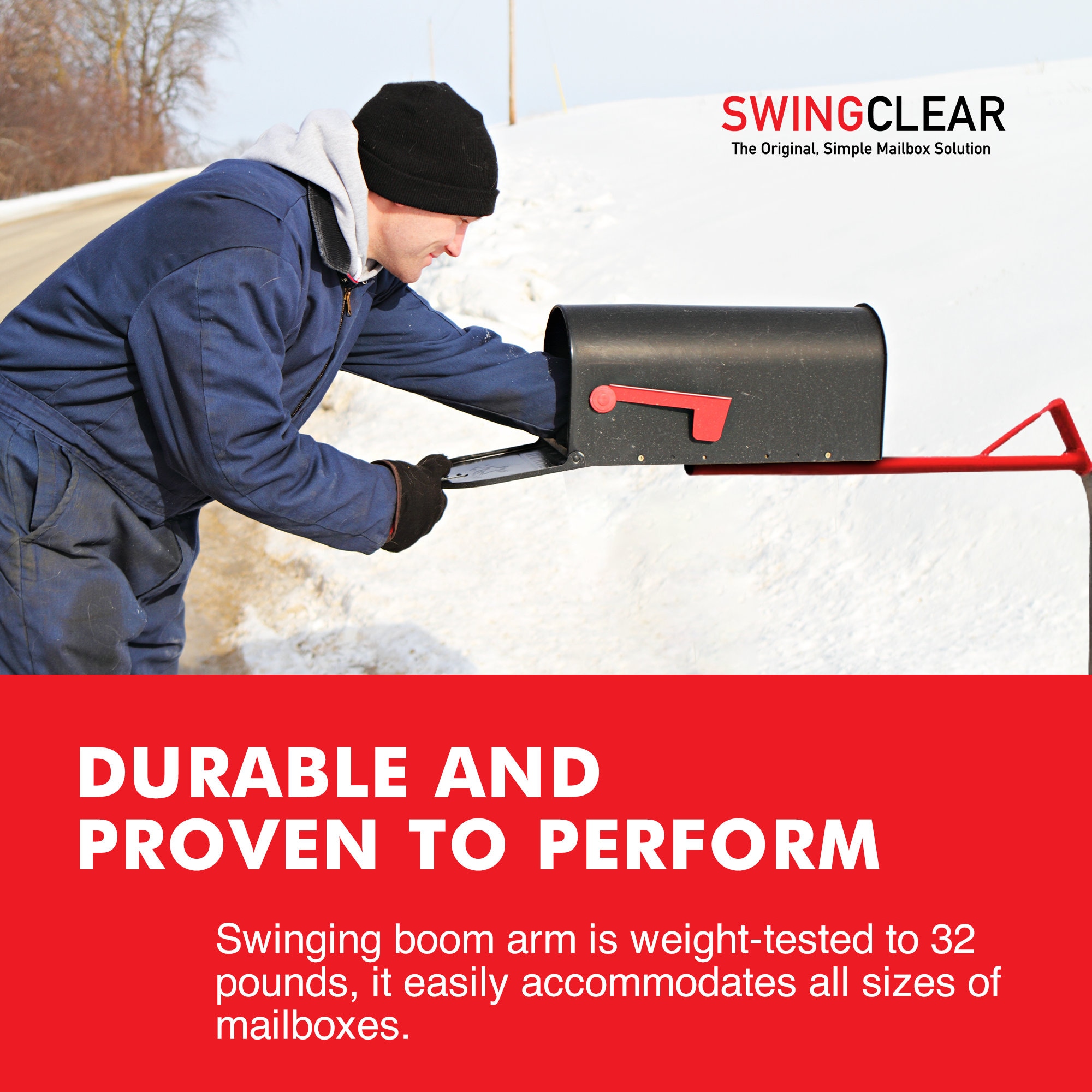 Swingclear Rural Mailbox Post: 40" Swinging Boom Arm, Galvanized Steel ...