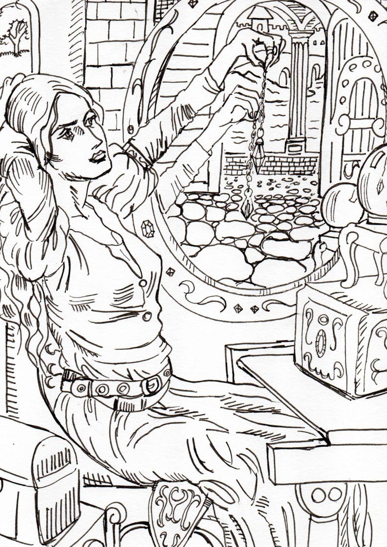 Adult Coloring Page - Instant Printable Download - Lady and the ...