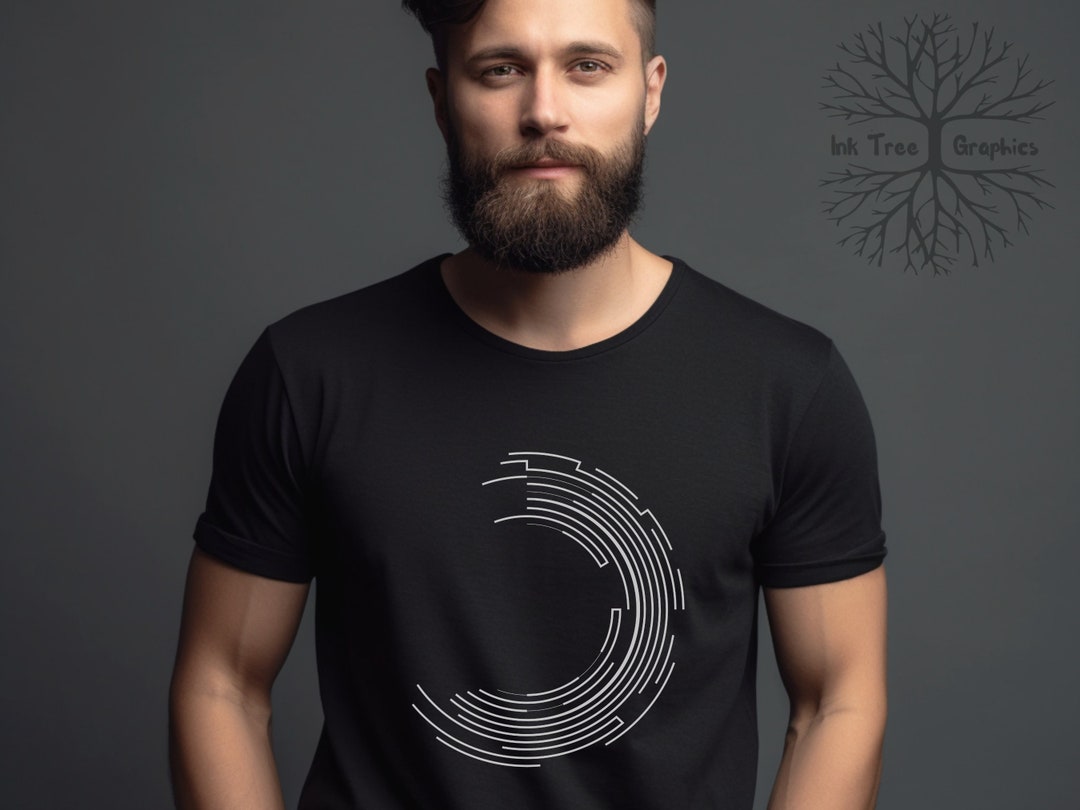 Men's White Abstract Print Shirt, Men's Geek T-shirt, Geo Shape Shirt ...