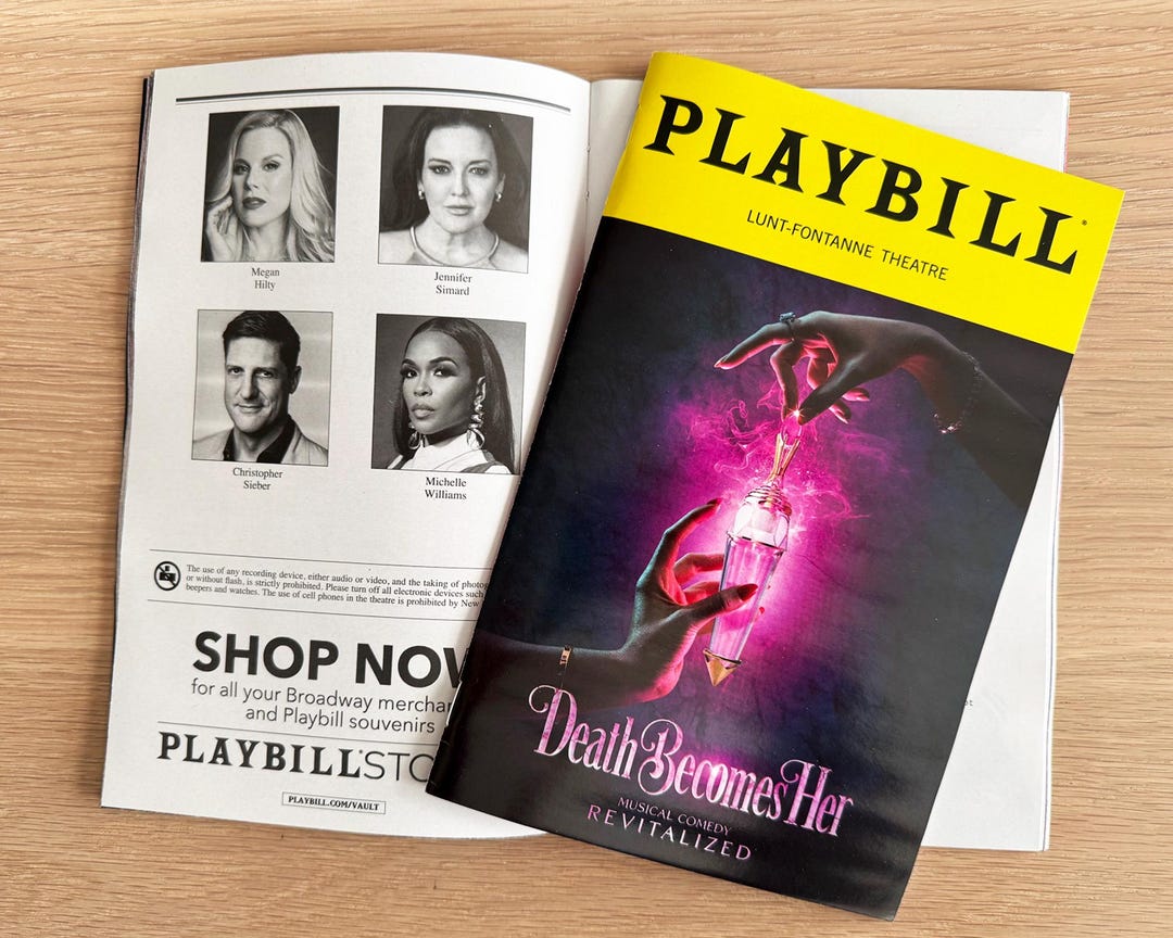 Death Becomes Her Broadway Playbill, Megan Hilty, Michelle Williams ...