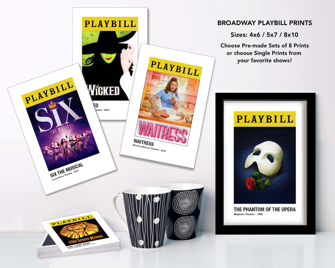 Broadway Playbill Prints, Mini Posters, Musical Theater Gift, Gallery ...