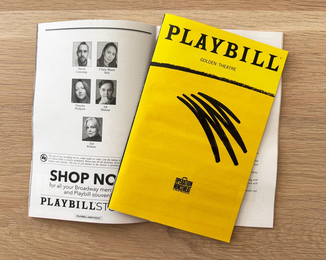 OPERATION MINCEMEAT Broadway Playbill, Musical Theater Program Booklet ...