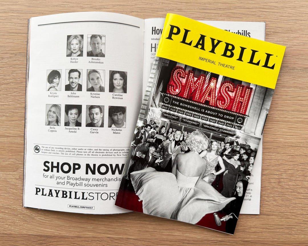 SMASH Musical Broadway Playbill, Robyn Hurder, Krysta Rodruigez, Bella ...