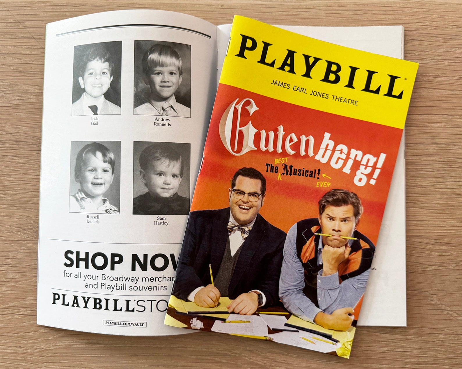 Gutenberg the Musical Broadway Playbill, Josh Gad, Andrew Rannells ...