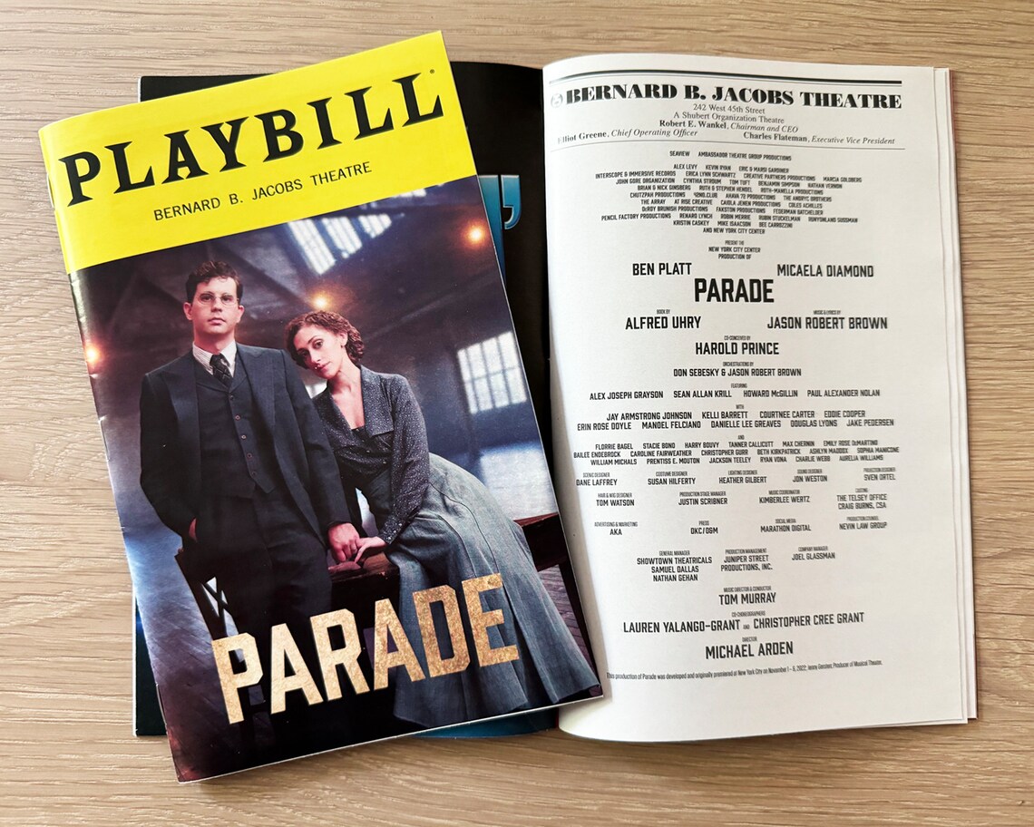 Parade Broadway Playbill, Ben Platt, Broadway Musical Theater Program ...