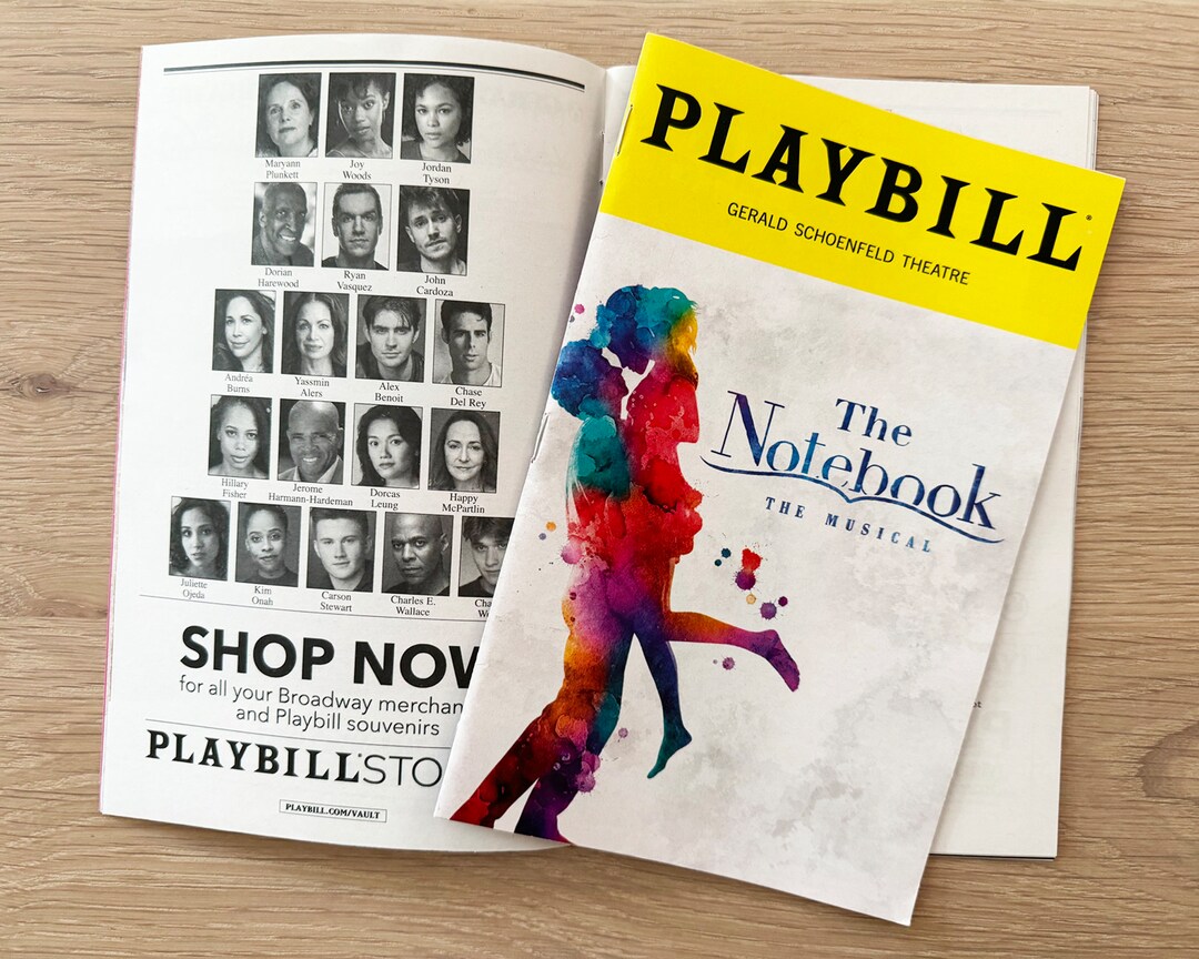 The Notebook Broadway Playbill, Musical Theater Program Booklet ...