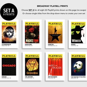 Broadway Playbill Prints, Mini Posters, Musical Theater Gift, Gallery ...