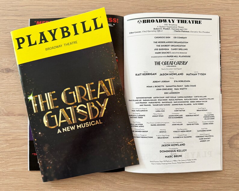 Great Gatsby Musical, Broadway Playbill, Theater Program Booklet ...