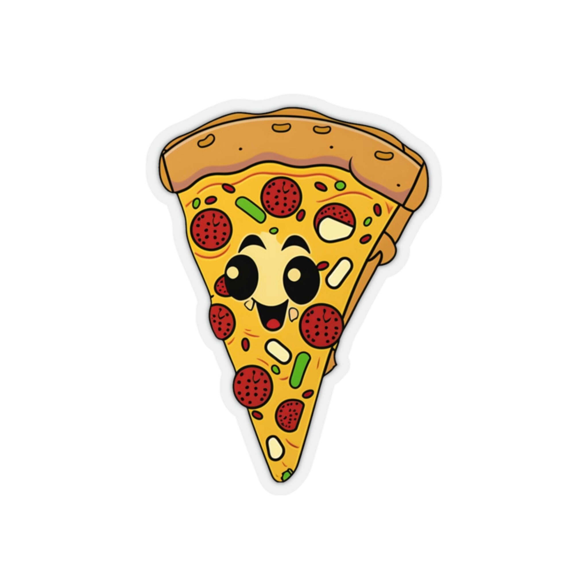 Pizza Sticker Pizza Slice Sticker Pizza Face Sticker Cartoon Style ...