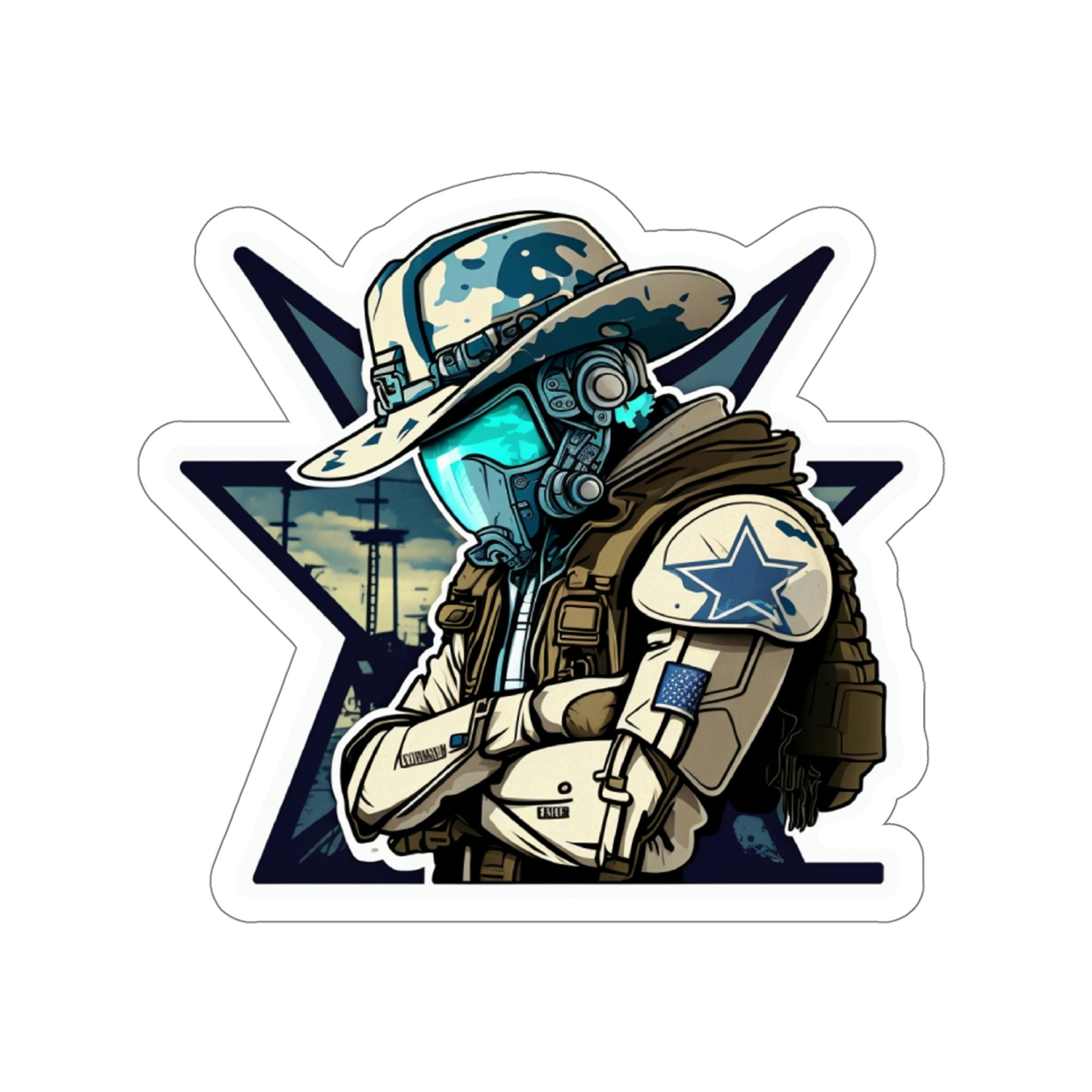 Sci Fi Dallas Cowboys Cartoon Style Sheriff Robot Sticker Future World ...