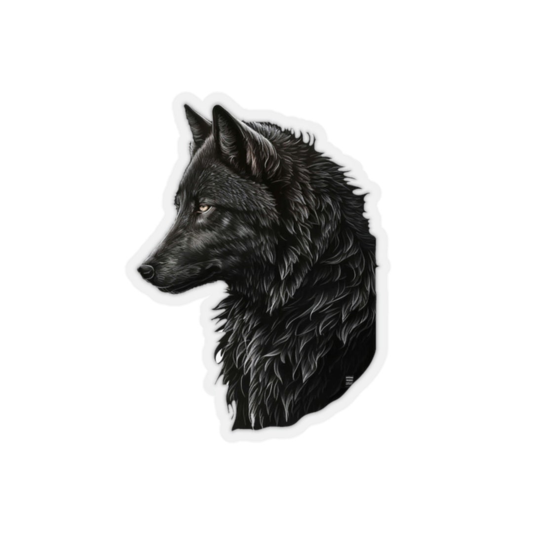 Wolf Sticker Cartoon Black Wolf Cut Stickers Animal Face Serious Calm ...