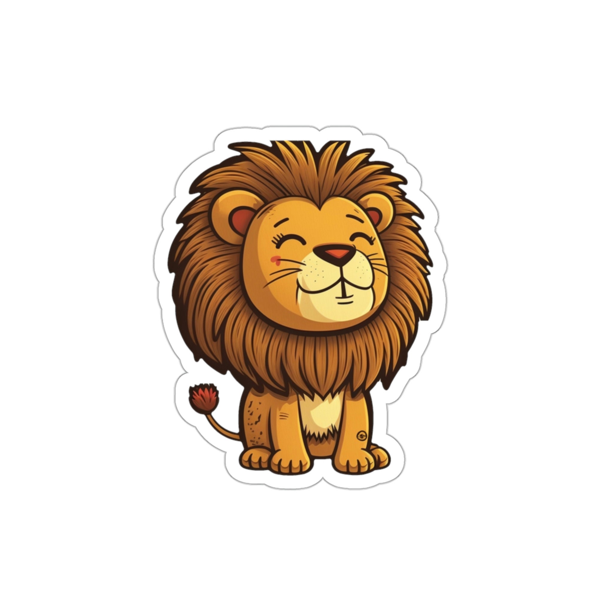 Happy Lion Cartoon Sticker Lion Sticker Animal Face Cute Funny - Etsy