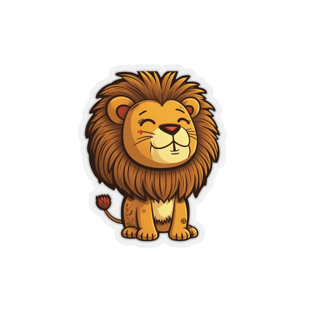 Happy Lion Cartoon Sticker Lion Sticker Animal Face Cute Funny - Etsy