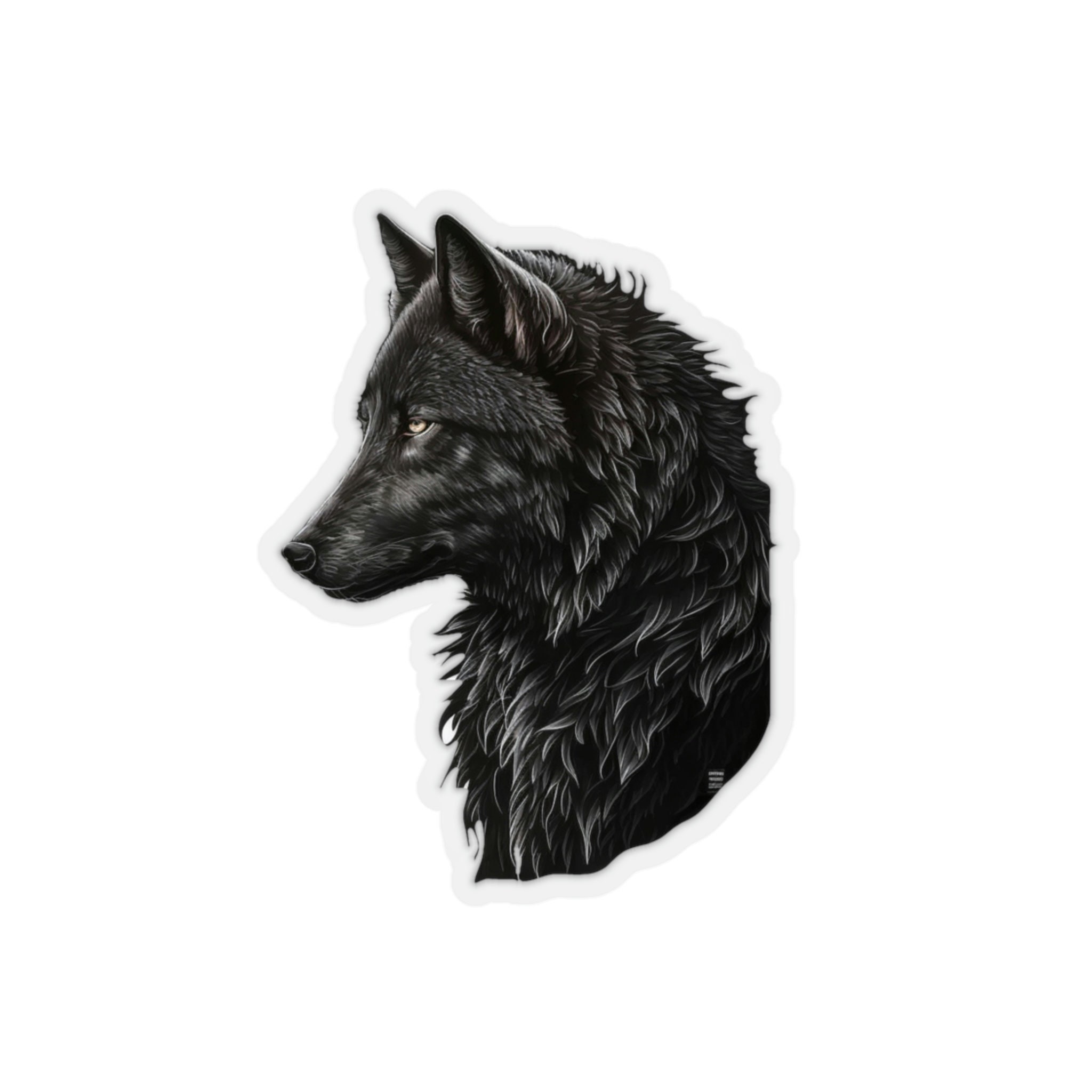 Wolf Sticker Cartoon Black Wolf Cut Stickers Animal Face Serious Calm ...