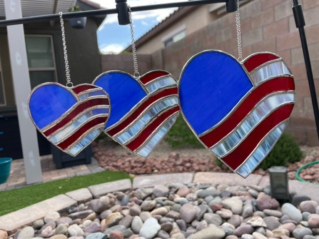 Stained Glass 4th of July Heart Set - Etsy