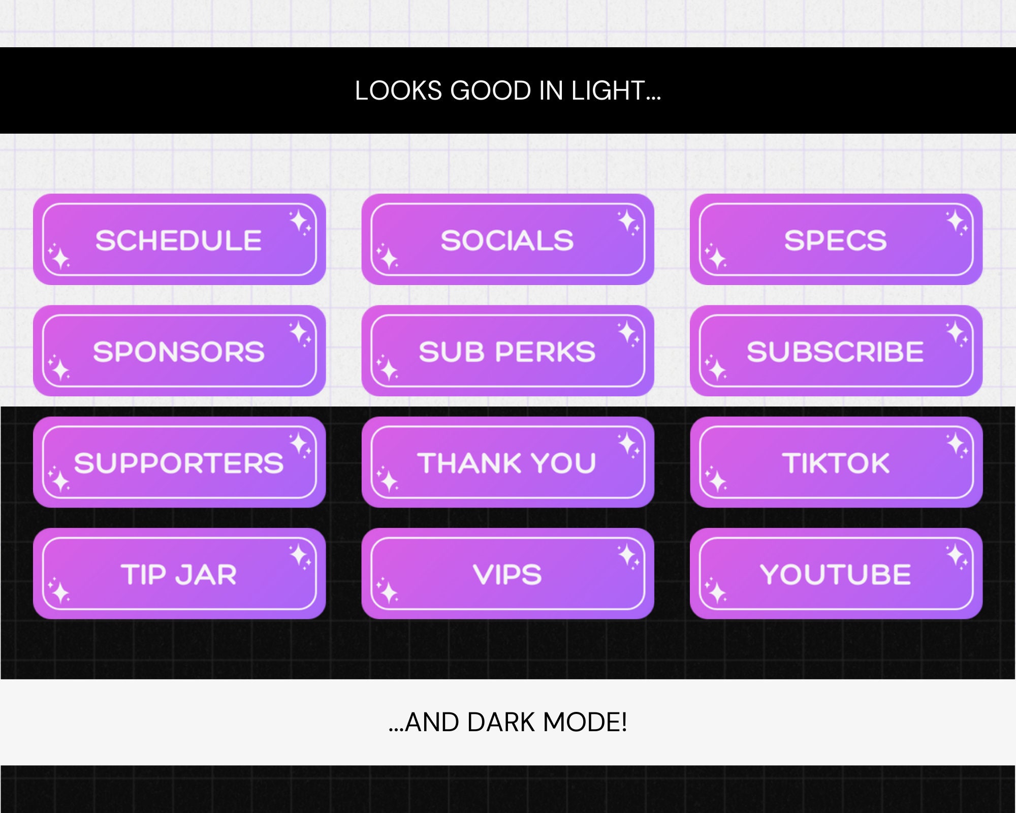 40 Sparkle Gradient Twitch Panels • Magenta Aesthetic • Streamer ...