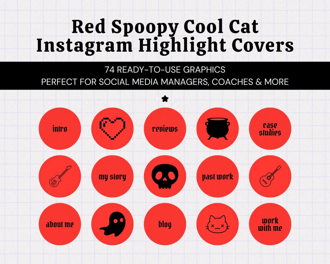 Red Cat Instagram Highlight Covers • Instagram Story Icons • Cool Red ...