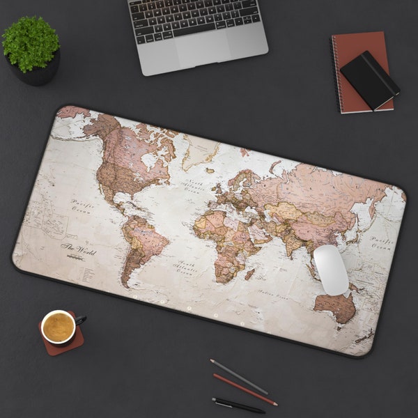 Historical World Map Desk Mat, World Map Desk Pad, World Map Decor ...