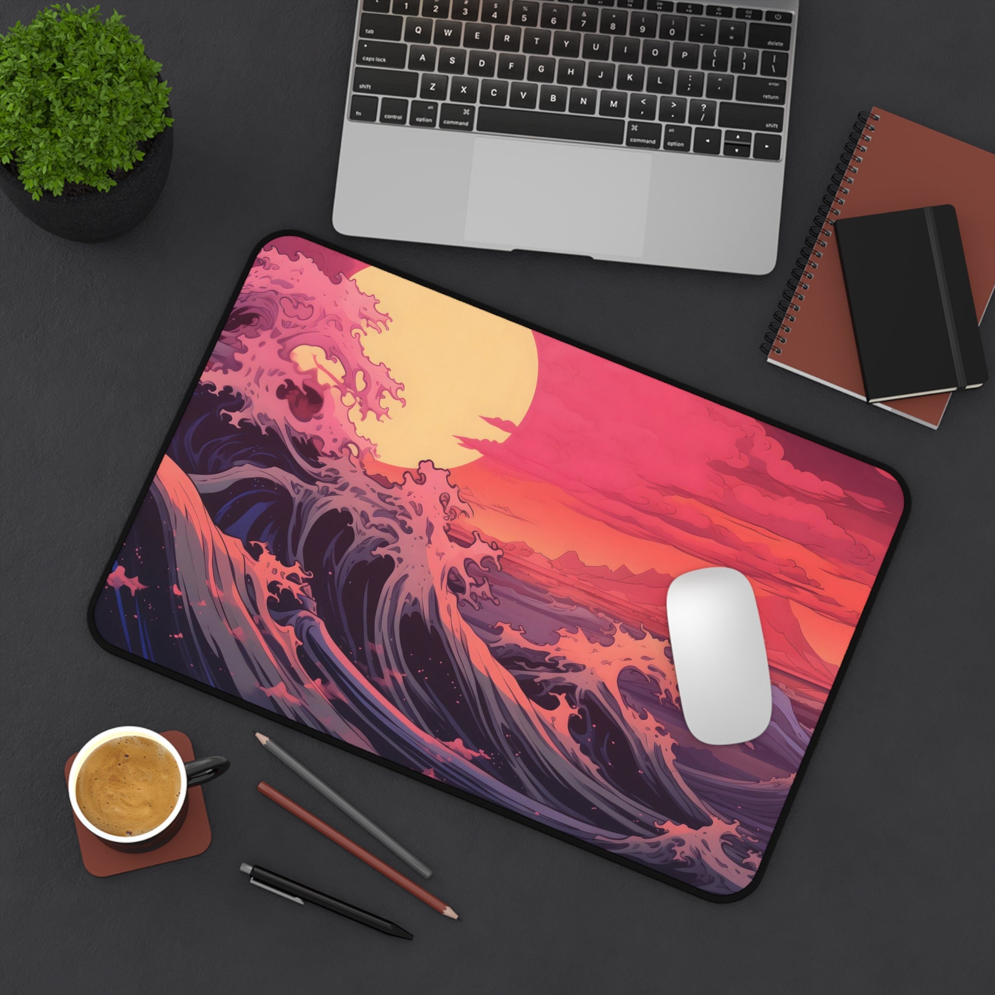 Ocean Wave Sunset Desk Mat 3 Different Desk Mat Sizes - Etsy