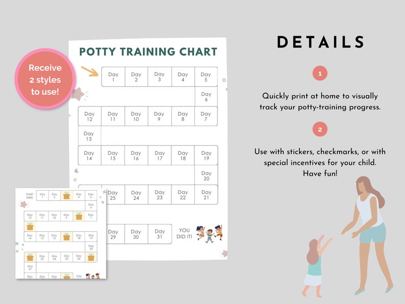 Potty Training Chart | Printable Potty Training Chart | Toddler ...