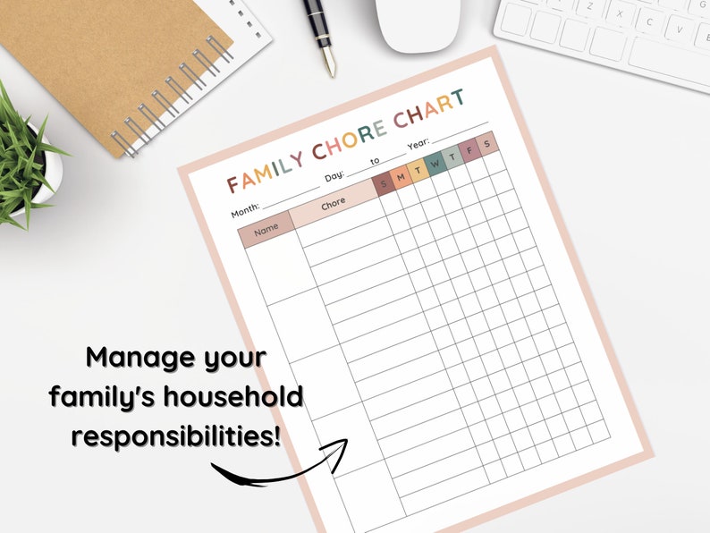 Family Chore Chart | Printable Kids Chore Chart | Weekly Chore Chart ...