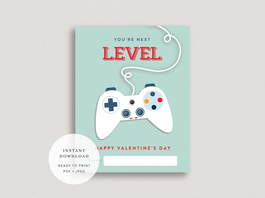 Kids Classroom Valentine Cards Video Game Printable - Etsy