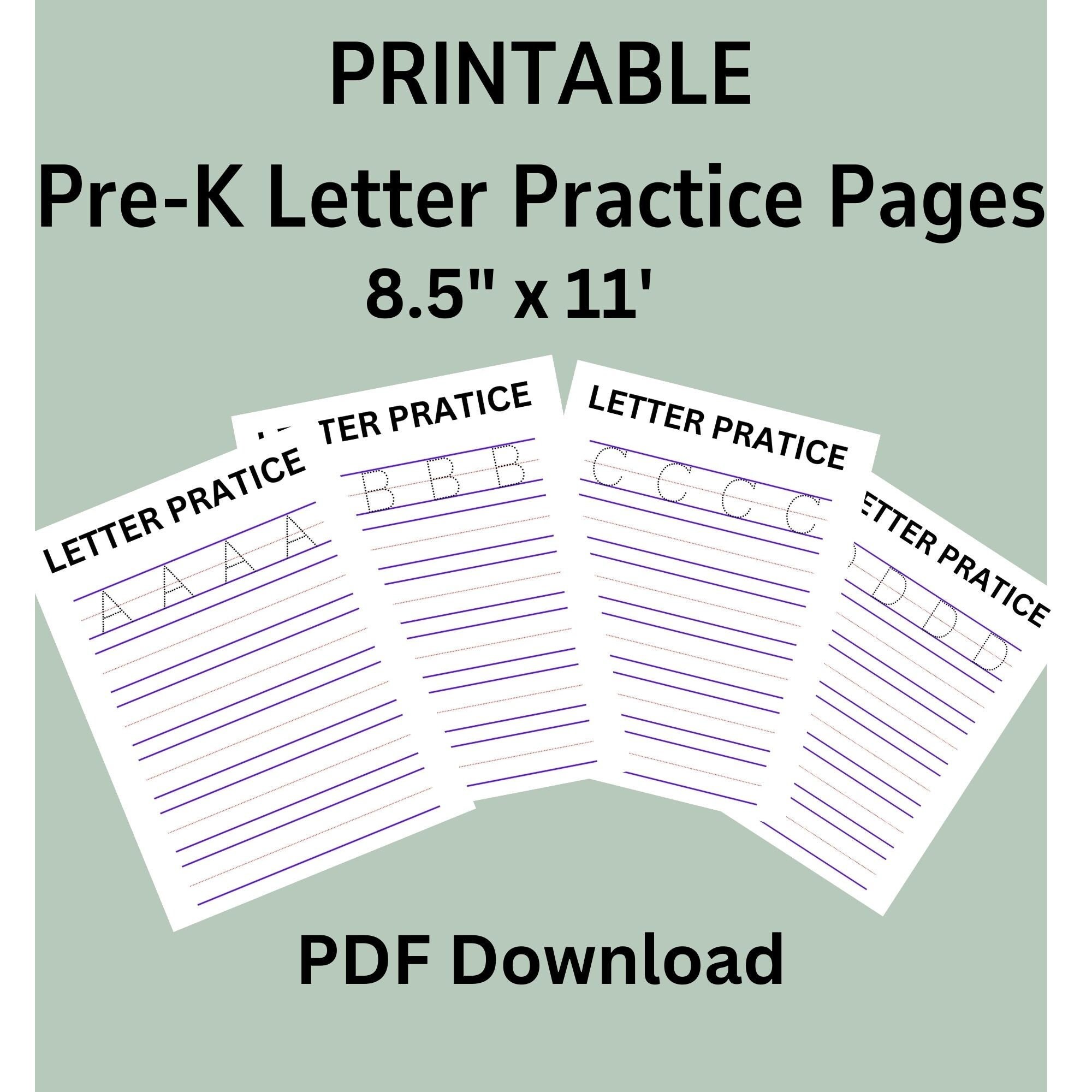 PRINTABLE Pre-k Alphabet Practice Sheets - Etsy