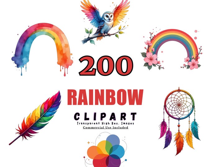 Rainbow Clipart - Digital Clip Art - Personal and Commercial Use - Etsy ...
