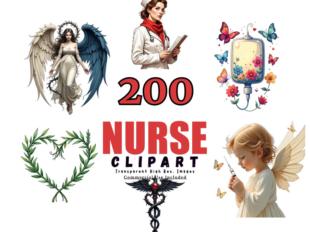 Nurse Clipart Bundle - 200 Medical Pngs, Healthcare Graphics, Scrubs ...