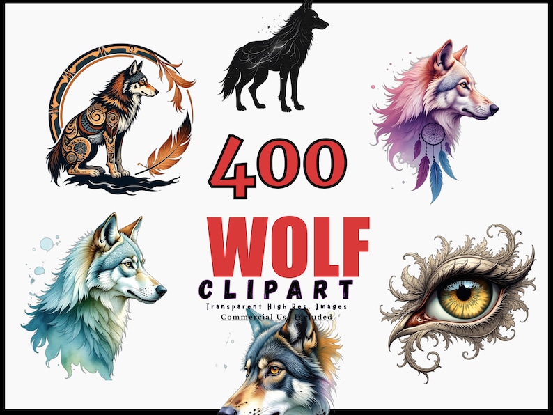 400 WOLF Clipart Bundle VOL 2 - Transparent Pngs for Commercial Use ...