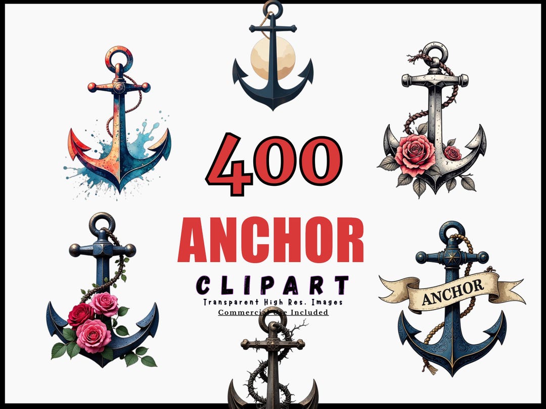 Anchor Clipart Bundle, 400 Nautical Cliparts, Transparent Pngs, Marine ...