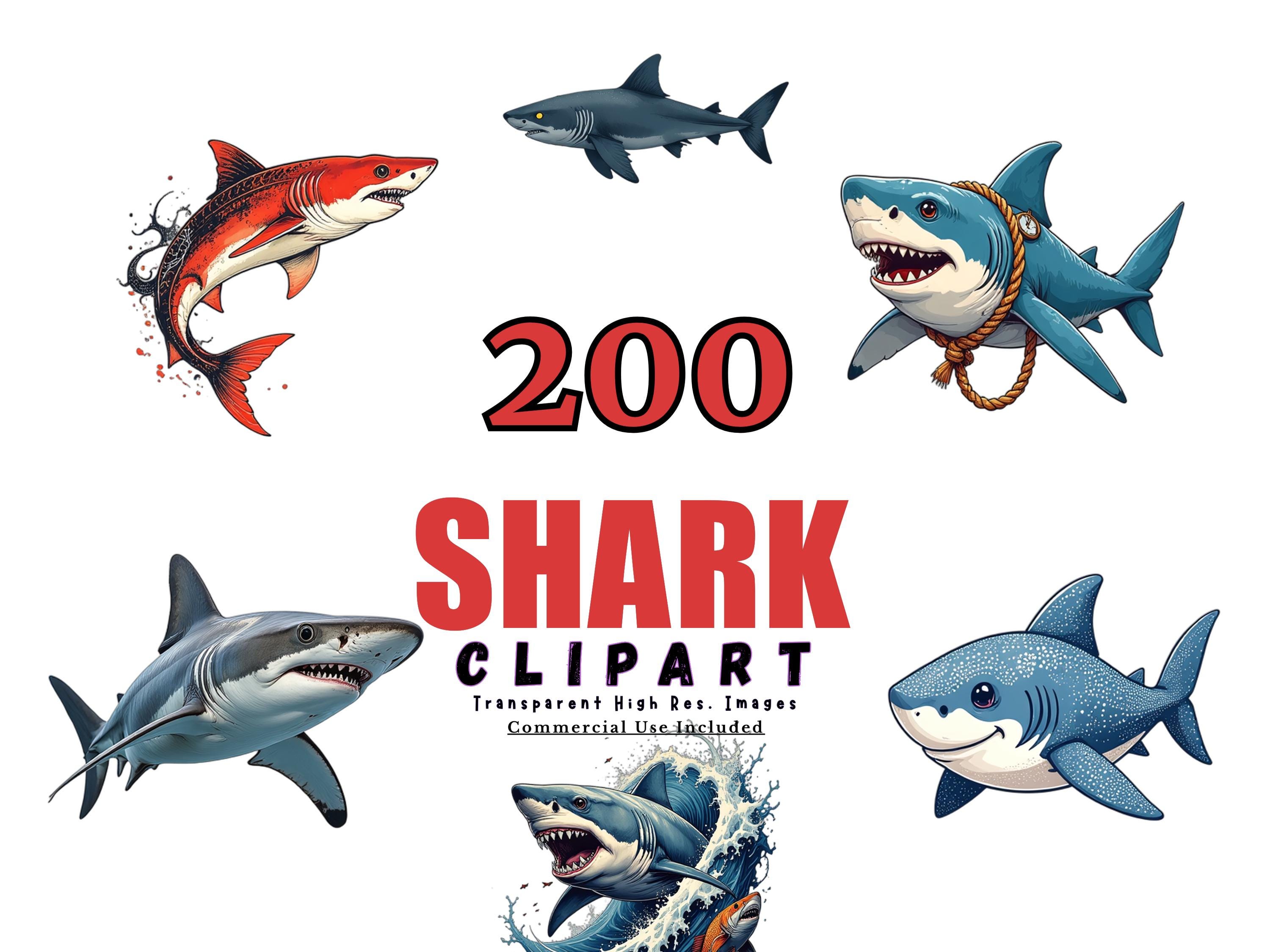SHARK Clipart Bundle - 200 Marine Animal Graphics, Sea Creatures Pngs ...