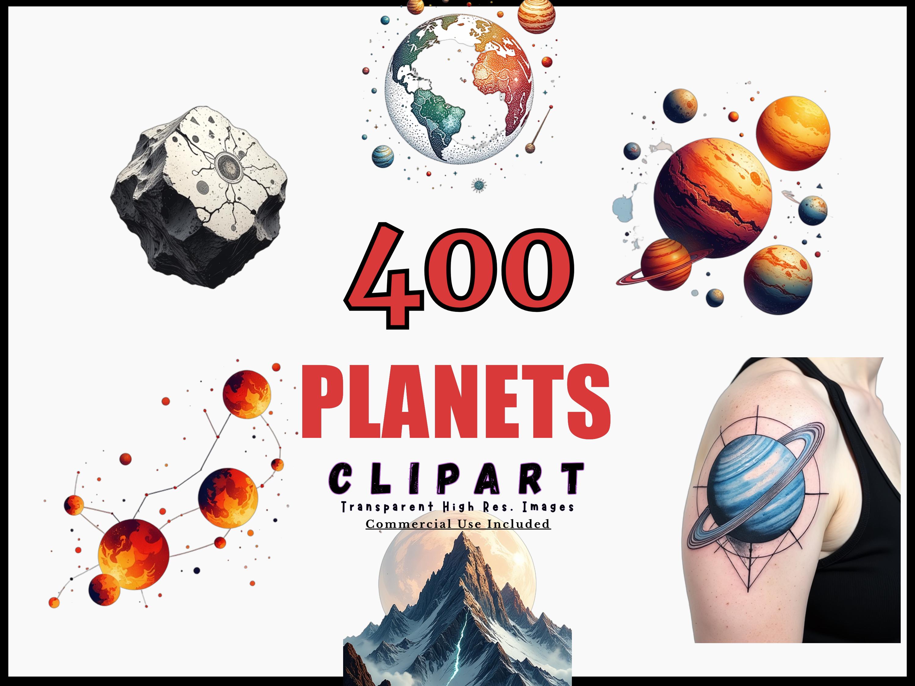 400 PLANETS Clipart, Transparent PNG Bundle, Solar System Art ...
